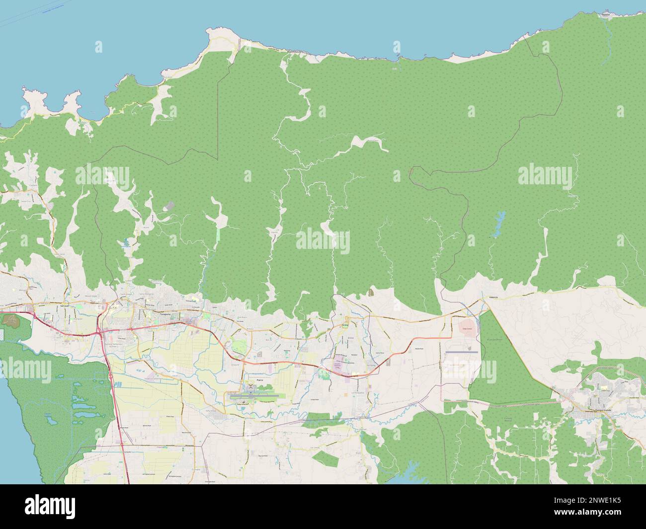 Tunapuna-Piarco, region of Trinidad and Tobago. Open Street Map Stock ...