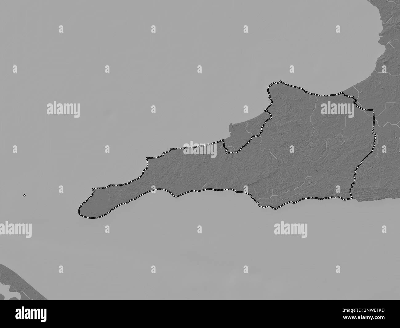 Siparia, region of Trinidad and Tobago. Bilevel elevation map with ...