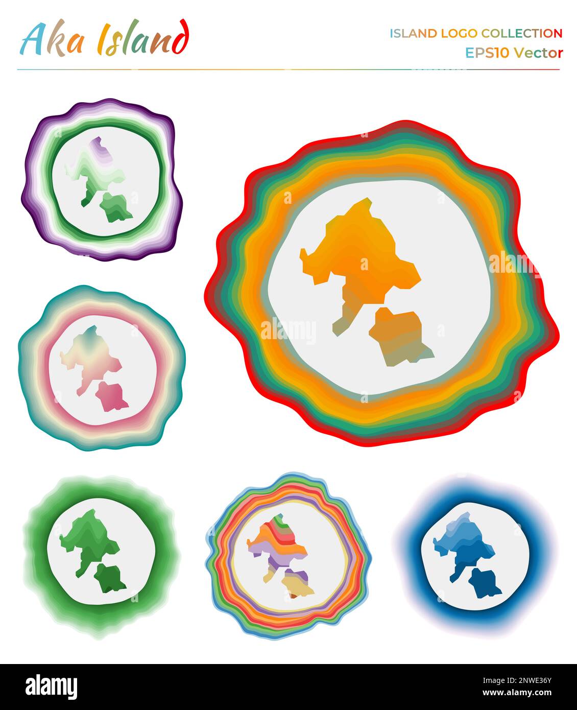 Aka Island logo collection. Colorful badge of the island. Layers around ...