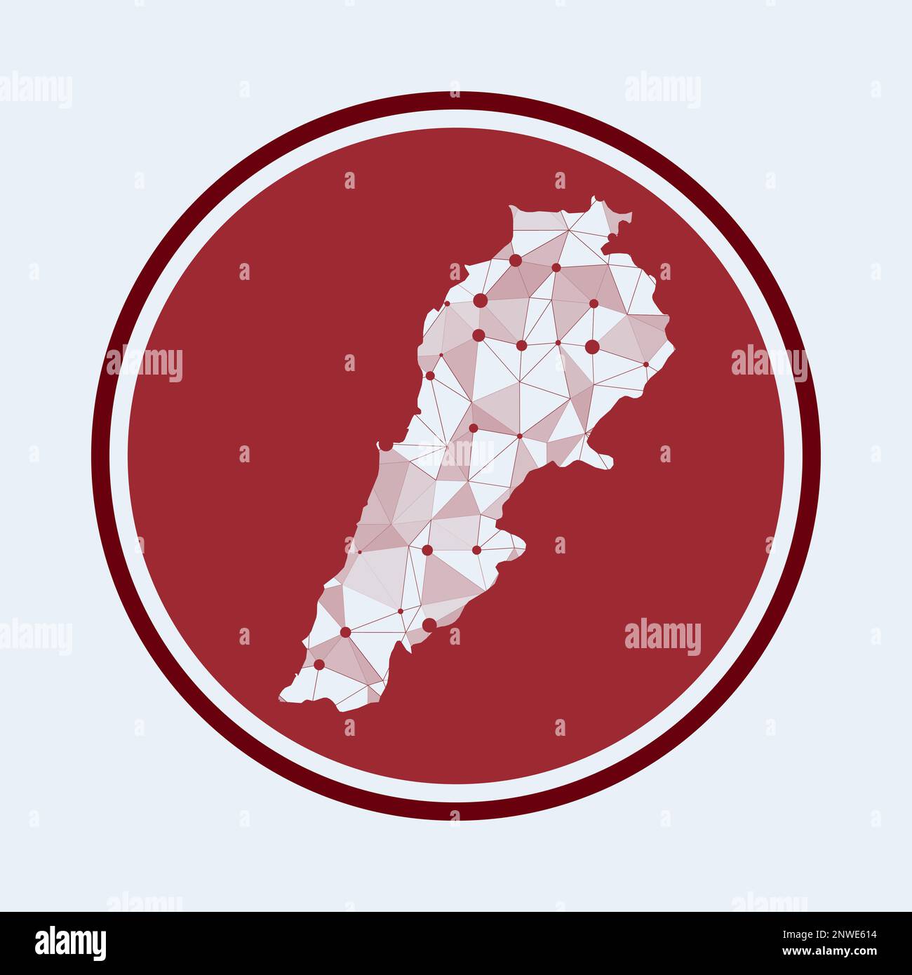 Lebanon icon. Trendy tech logo of the country. Geometric mesh round ...