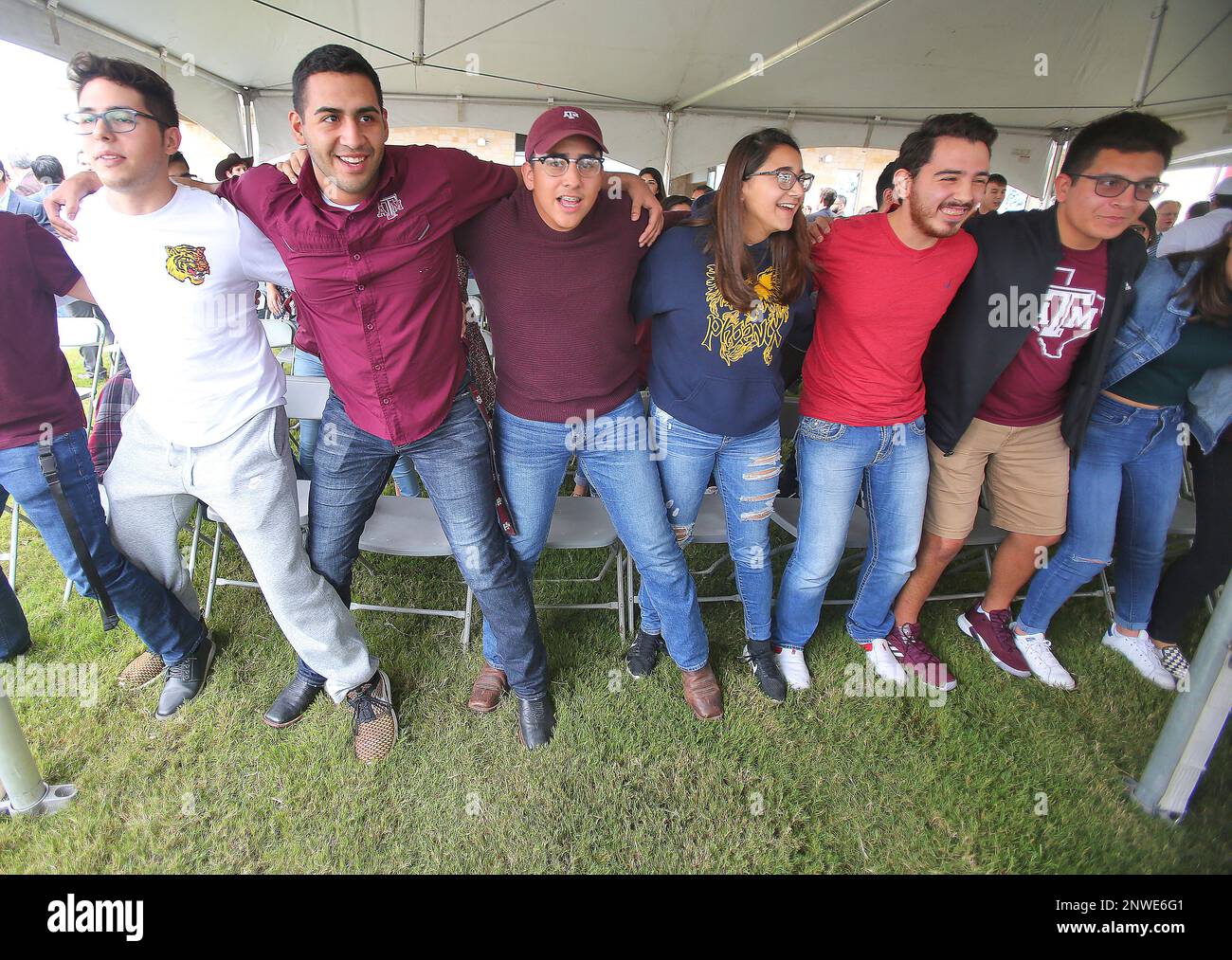 Students sing the school song during a dedication of the Texas A&M ...