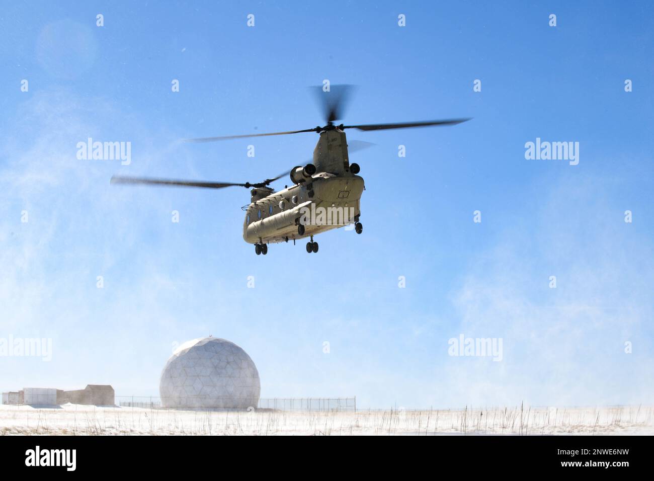 A Boeing CH-47 takes off concluding a field training exercise at ...