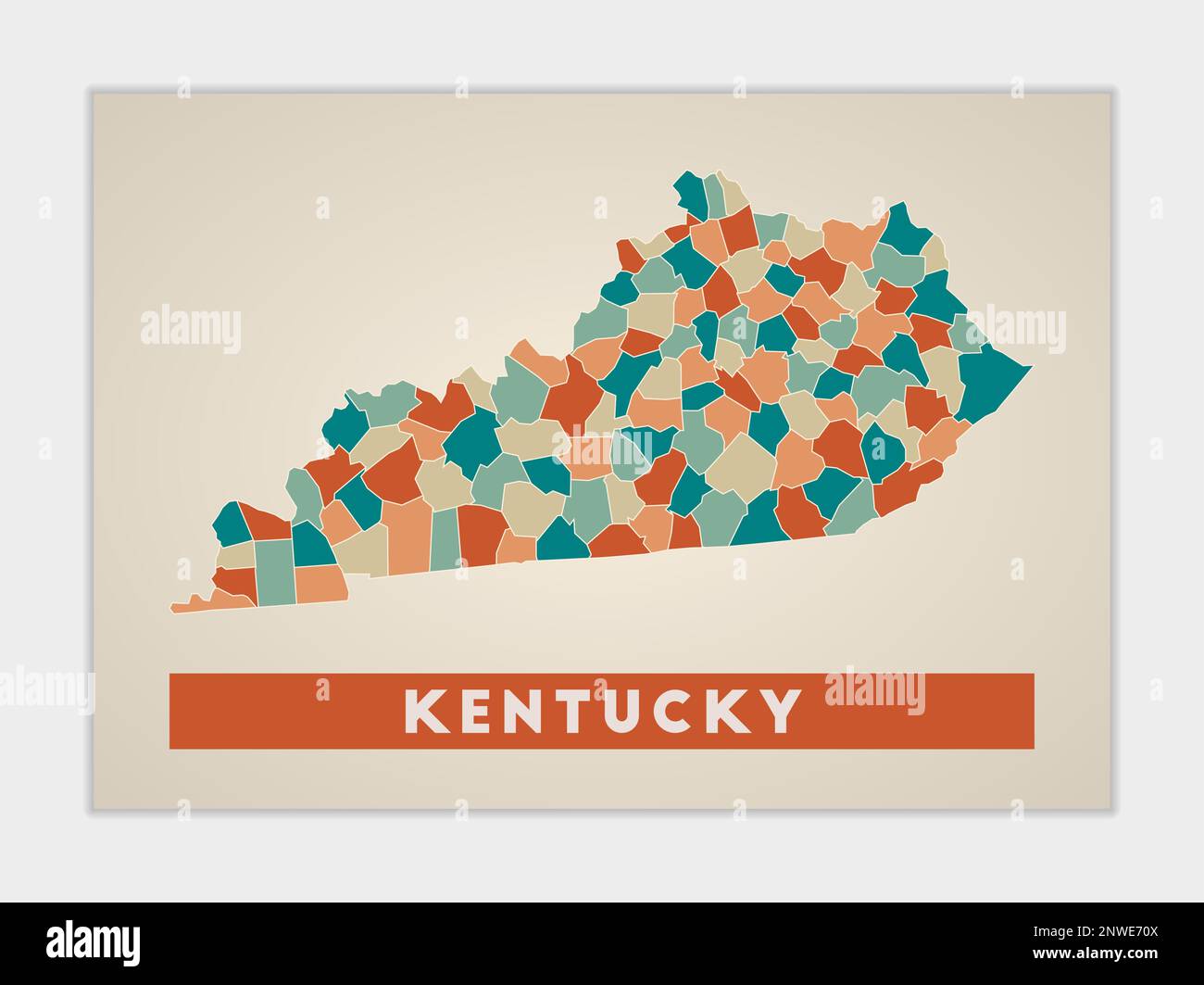 Kentucky poster. Map of the US state with colorful regions. Shape of ...