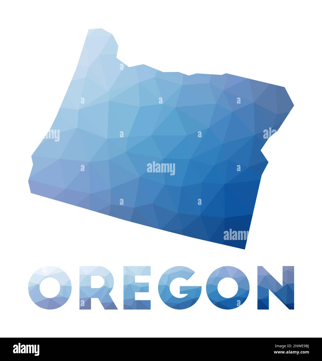 Low poly map of Oregon. Geometric illustration of the US state. Oregon ...