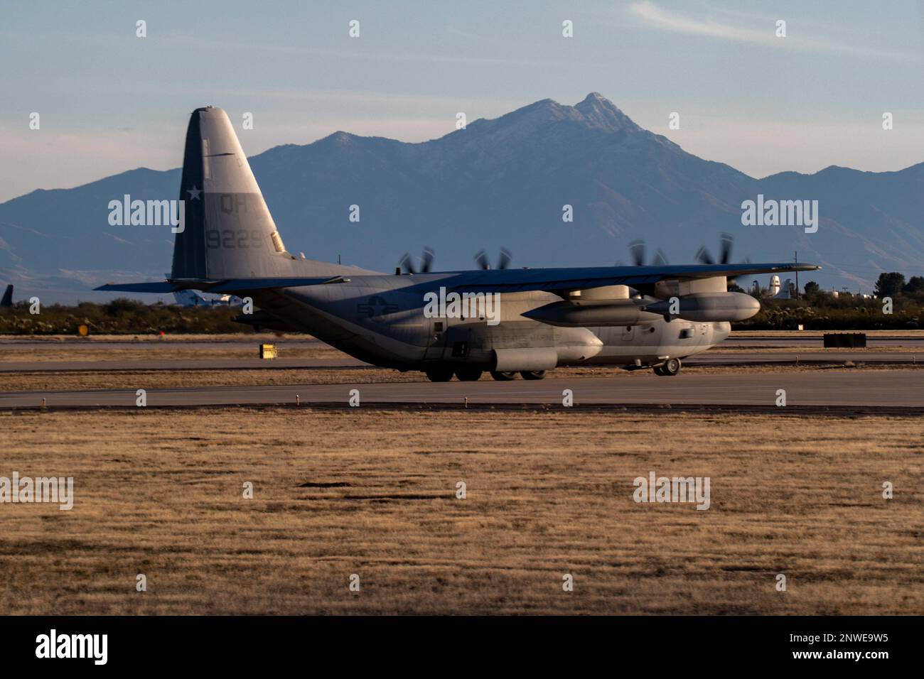 A U.S. Marine Corps KC-130J Super Hercules aircraft with Marine Aerial ...