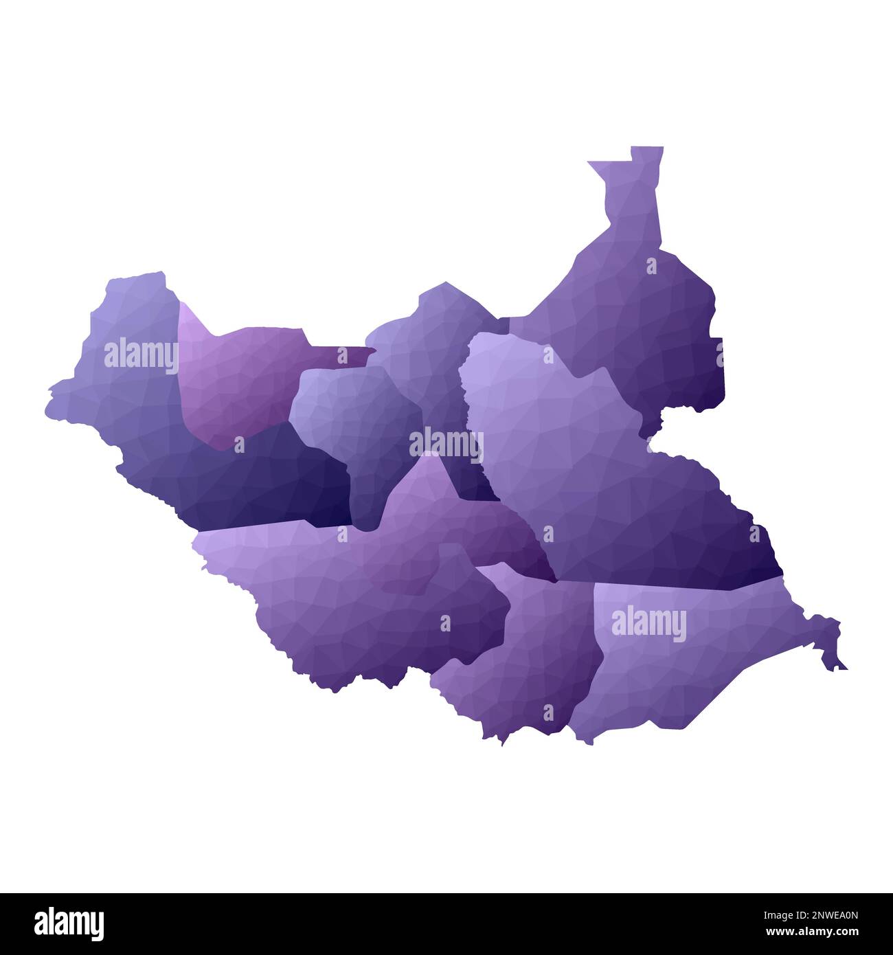 South Sudan Map Geometric Style Country Outline Ideal Violet Vector Illustration Stock Vector