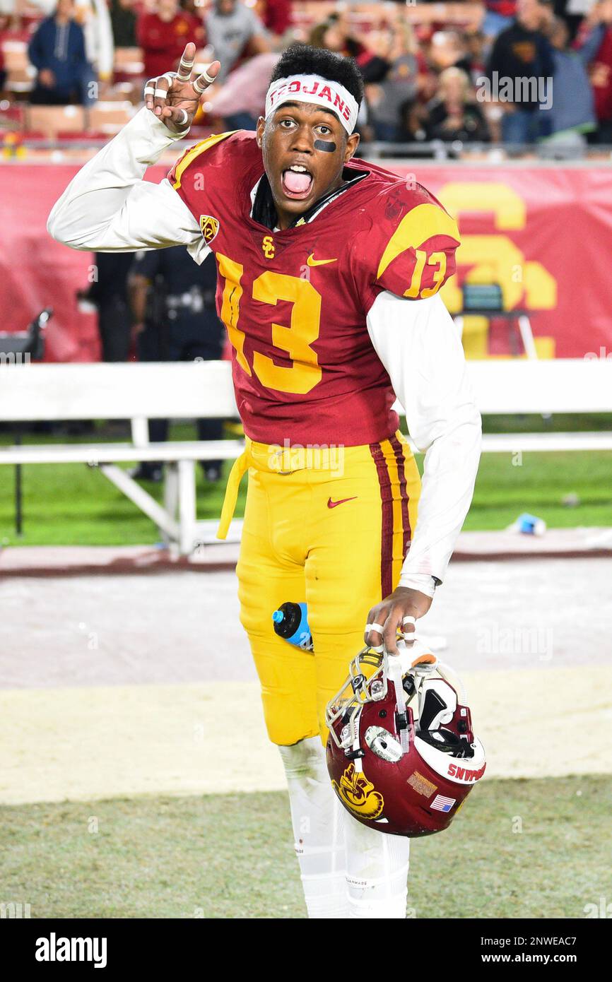 LOS ANGELES, CA - OCTOBER 13: USC (13) Levi Jones (LB) looks on after ...