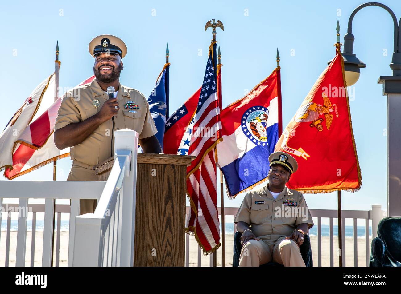 Chief Master-at-Arms George Collins, from Washington, D.C., delivers ...