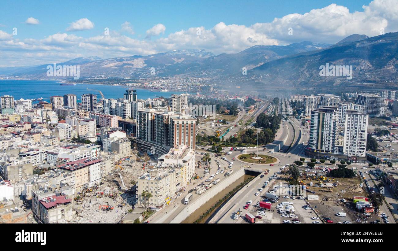 Hatay, Turkey. 10th Feb, 2023. (EDITOR'S NOTE : Image taken with drone ...