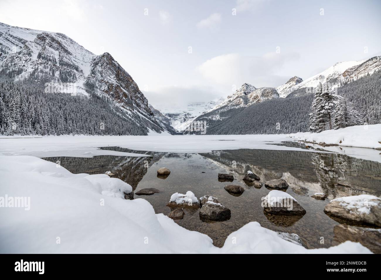 Iconic Lake Louise in Banff National Park during winter time with ...