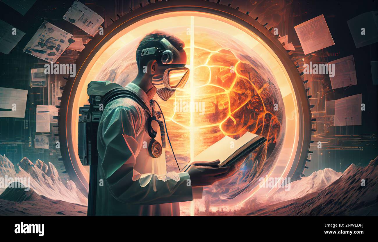 weird ancient science concept, mythology, skulls, history book Stock ...