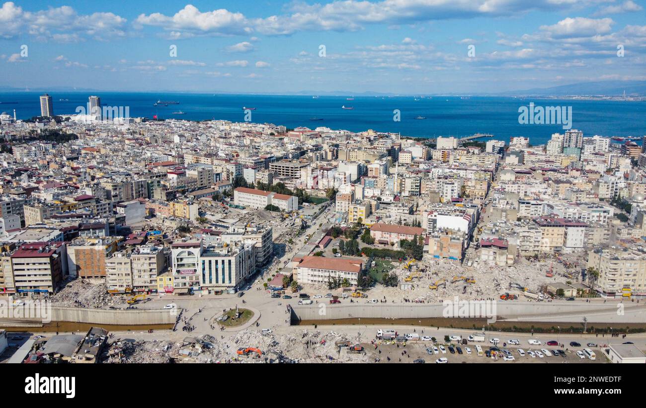 Hatay, Turkey. 10th Feb, 2023. (EDITOR'S NOTE : Image taken with drone ...