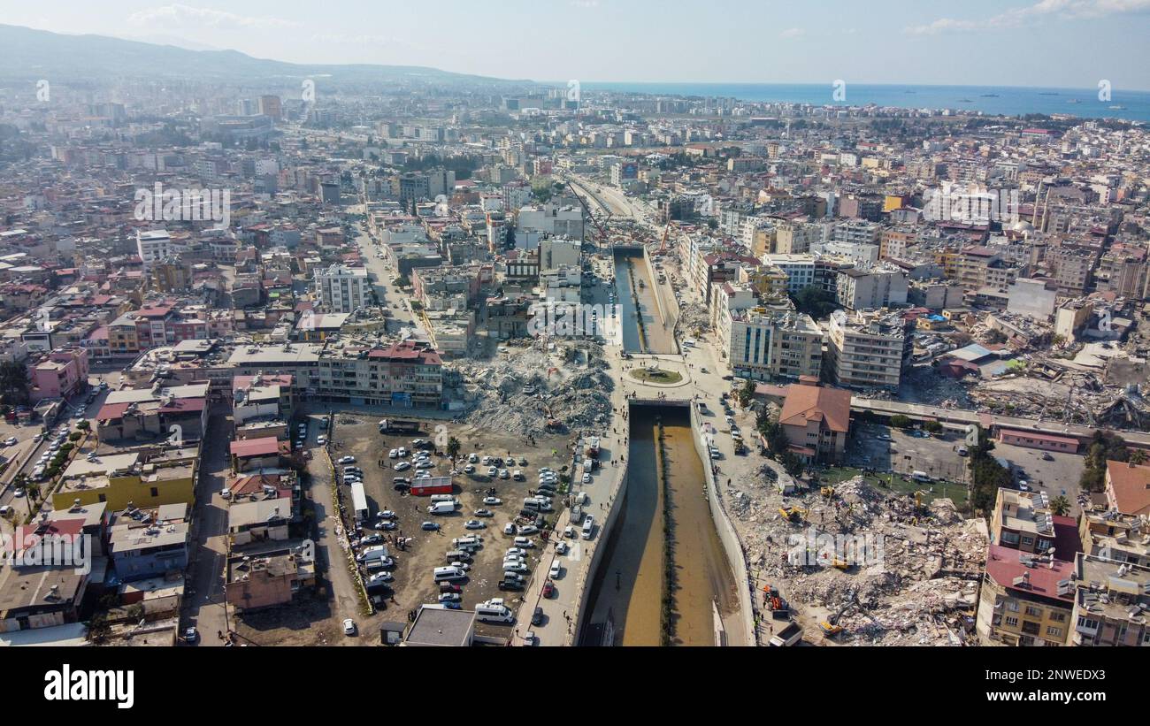 Hatay, Turkey. 10th Feb, 2023. (EDITOR'S NOTE : Image taken with drone ...
