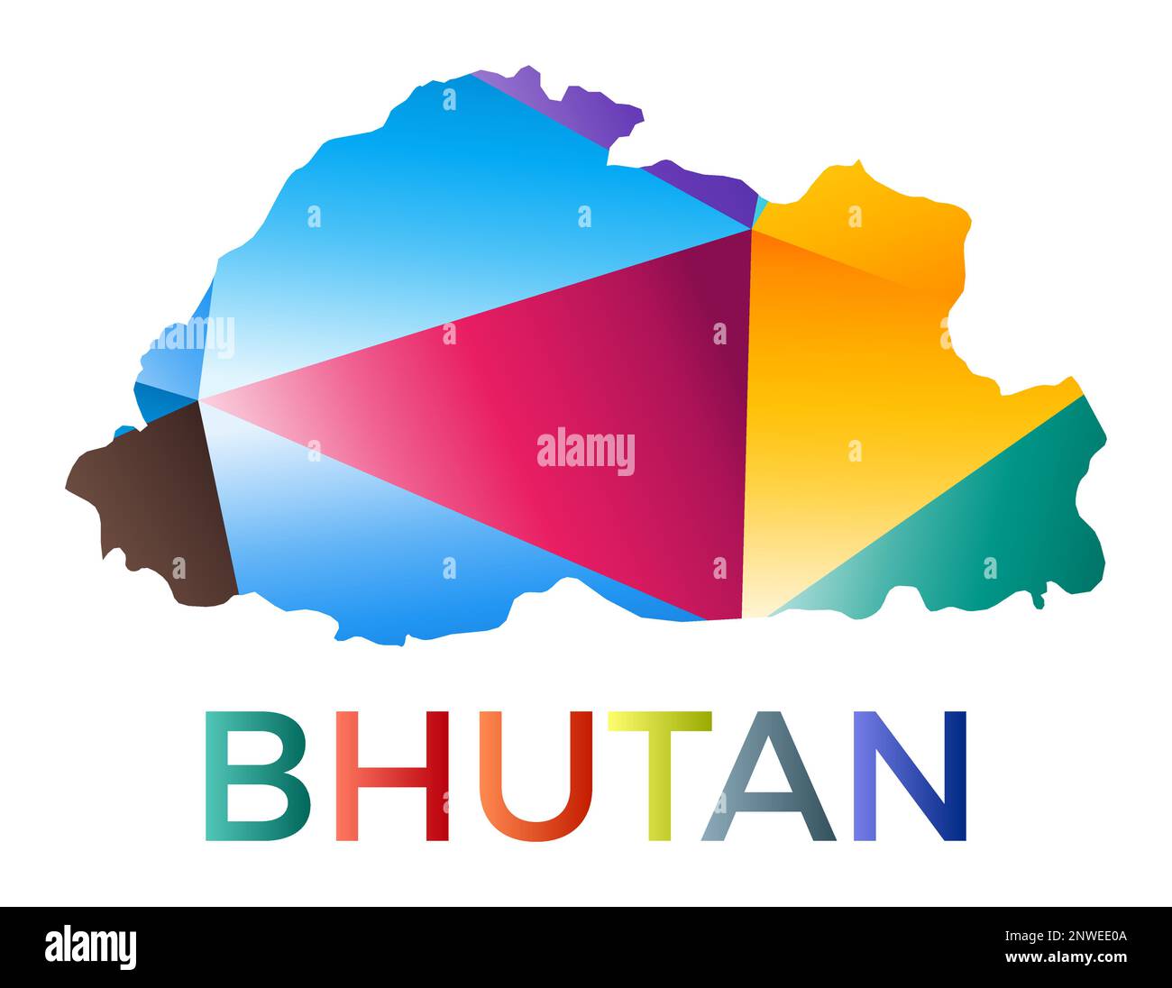Bright colored Bhutan shape. Multicolor geometric style country logo ...