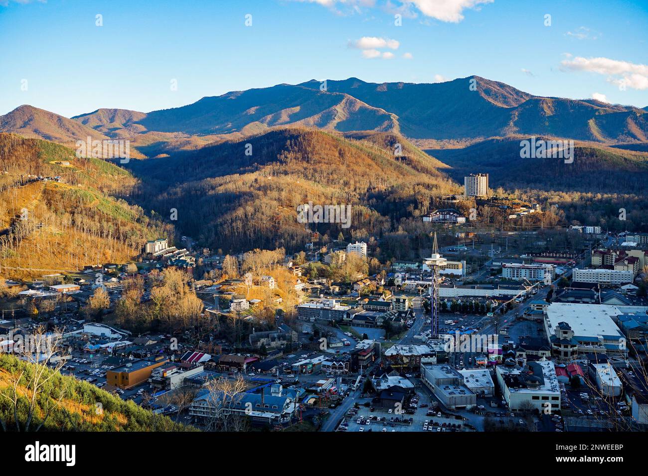 Great Smoky Mountains overlooking Gatlinburg Stock Photo - Alamy
