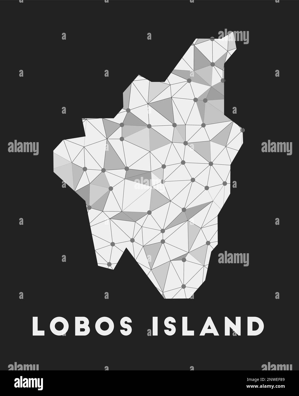 Lobos Island - communication network map. Lobos Island trendy geometric ...
