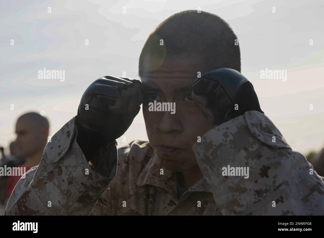 U.S. Marine Corps Recruit Christian Mirafuentes with Alpha Company, 1st ...