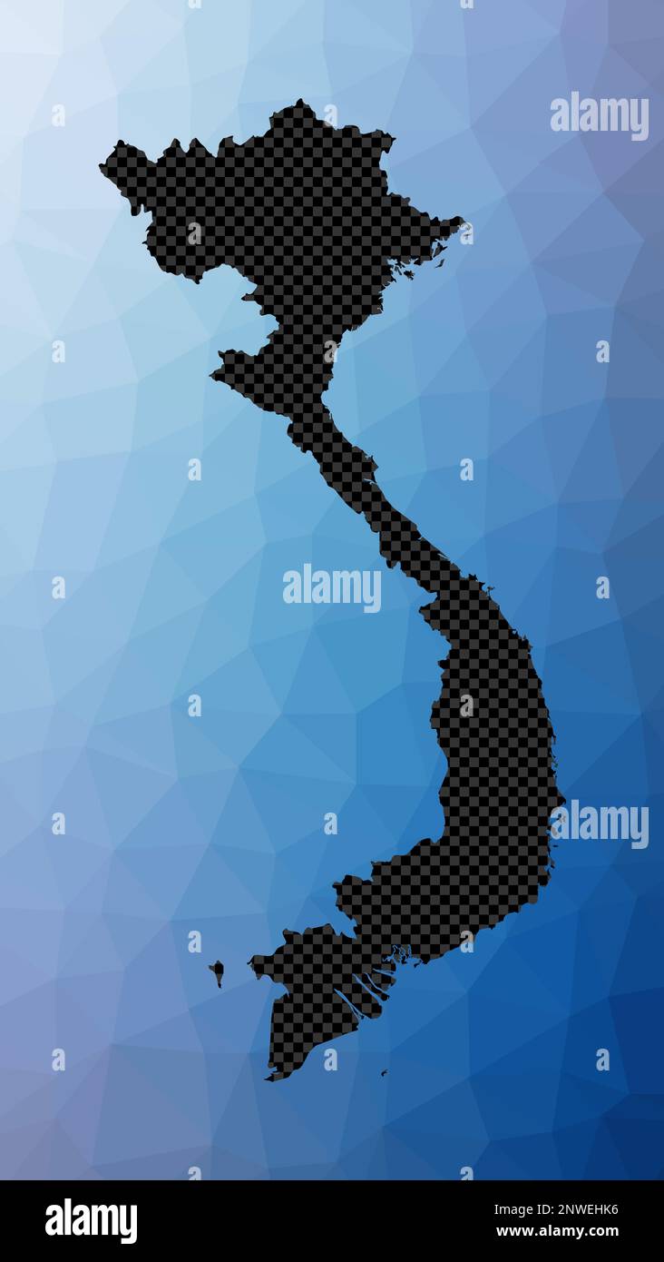 Vietnam geometric map. Stencil shape of Vietnam in low poly style ...