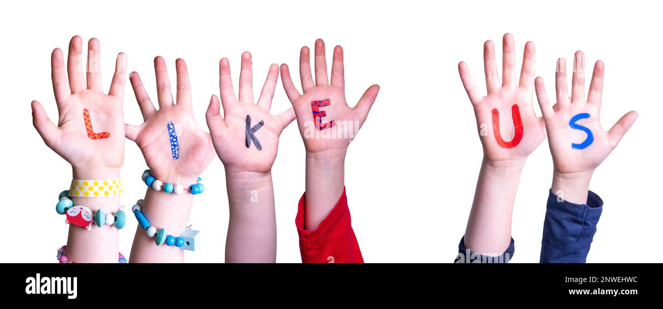 Children Hands Building Word Like Us, Isolated Background Stock Photo ...