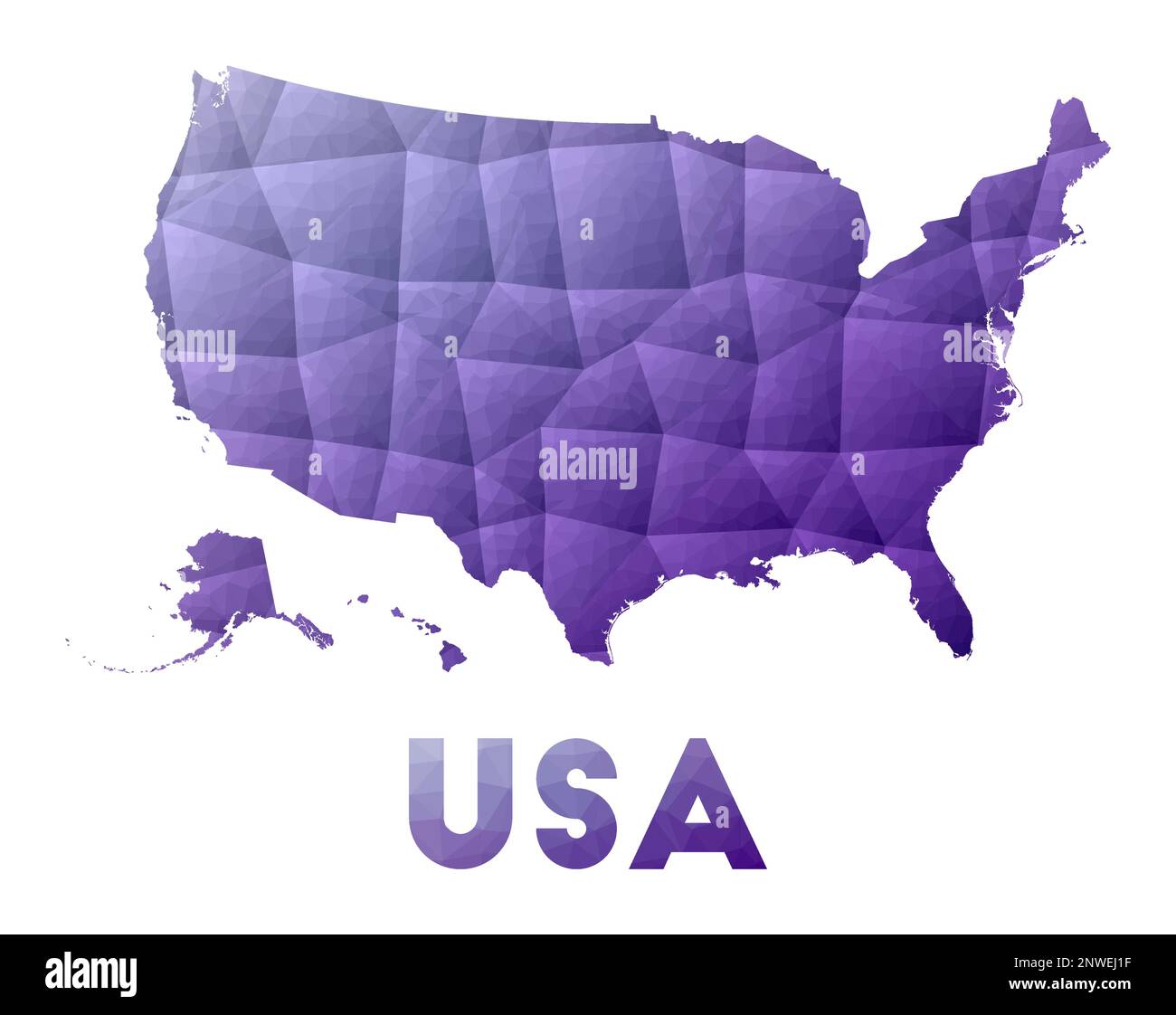 Map of USA. Low poly illustration of the country. Purple geometric ...