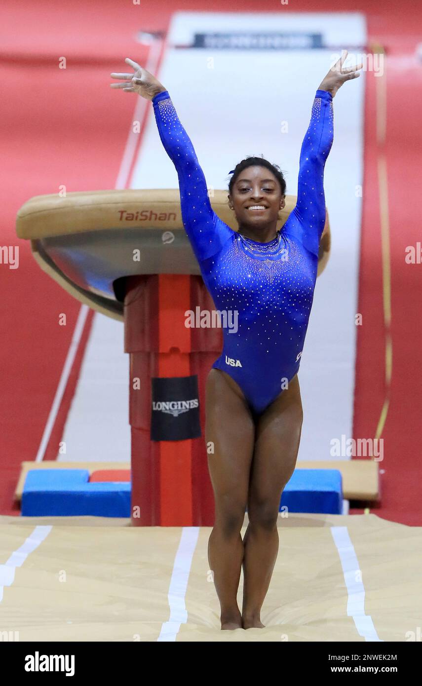 U.S. Simone Arianne Biles performs on horse vault during the women's ...