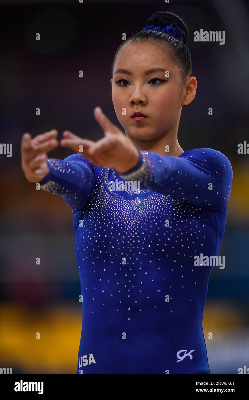 October 27, 2018 - Doha, Qatar - KARA EAKER warms up on the floor off ...