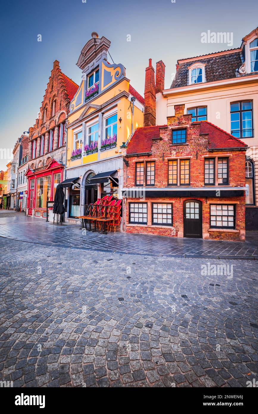 Bruges, Belgium. Charming medieval town Flanders with cobblestone ...