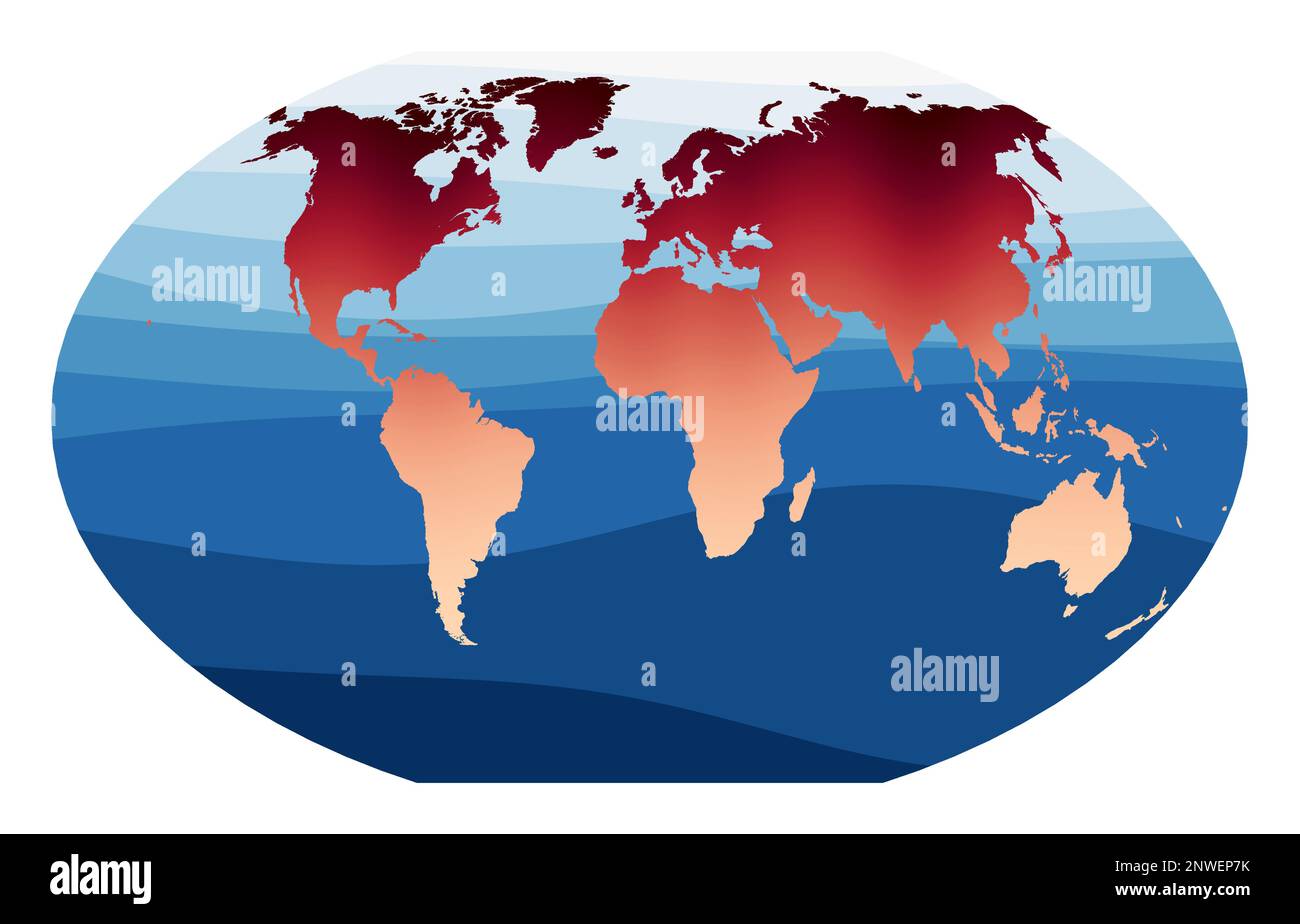 World Map Vector. Winkel tripel projection. World in red-orange ...