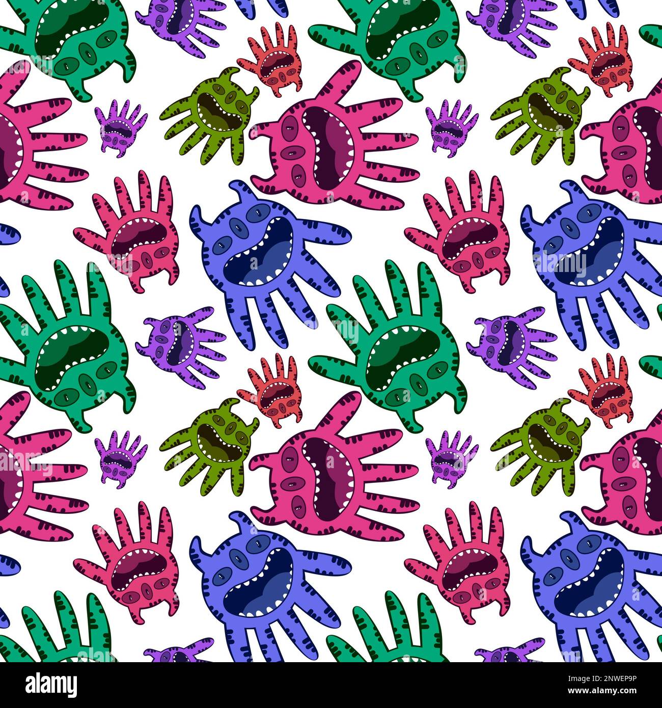 Cartoon monsters seamless emoticons aliens pattern for kids clothes ...