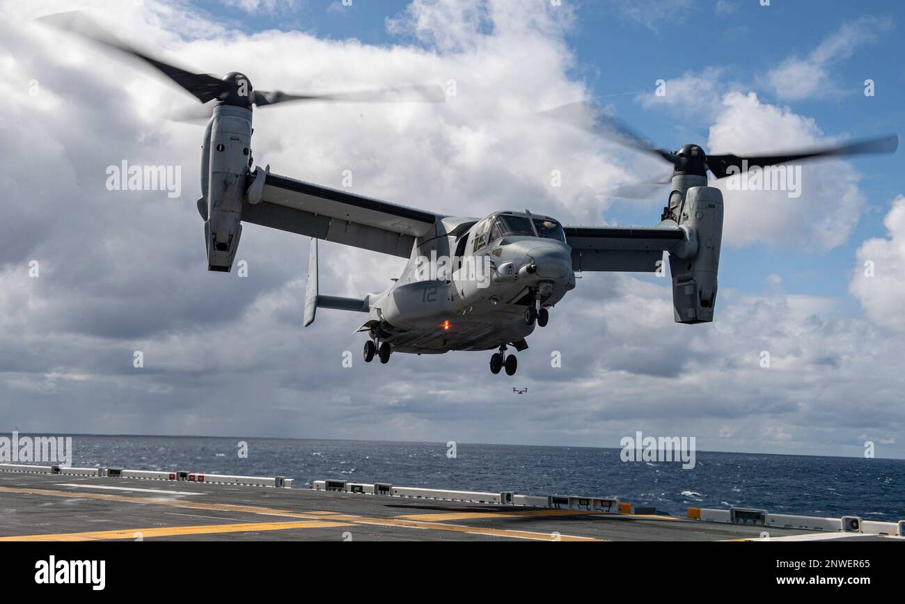 PHILIPPINE SEA (Jan. 25, 2023) An MV-22B Osprey tiltrotor aircraft from ...