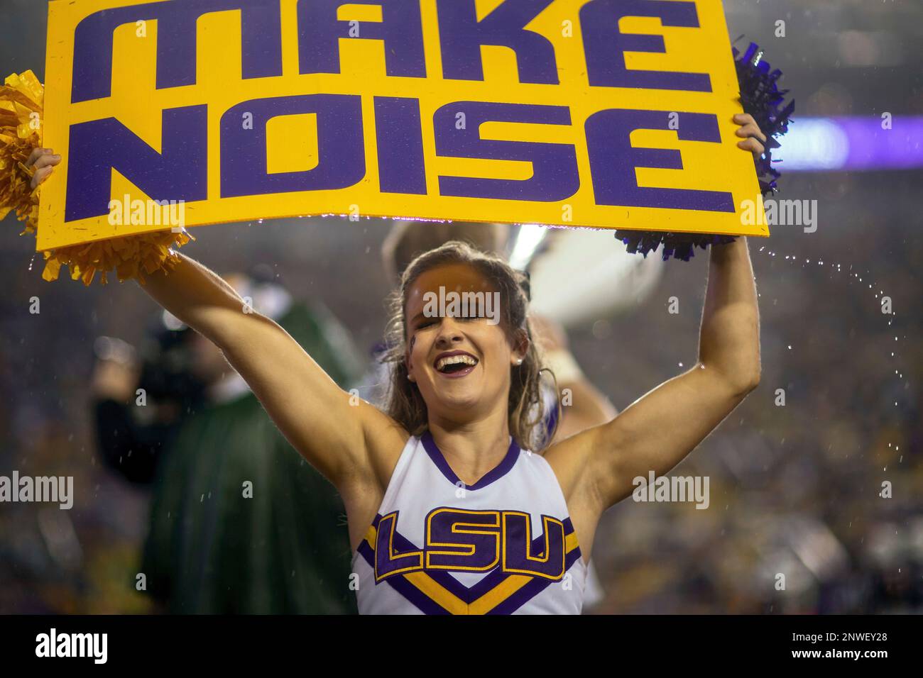 BATON ROUGE, LA - OCTOBER 20: The LSU Tigers cheerleaders entertain the ...