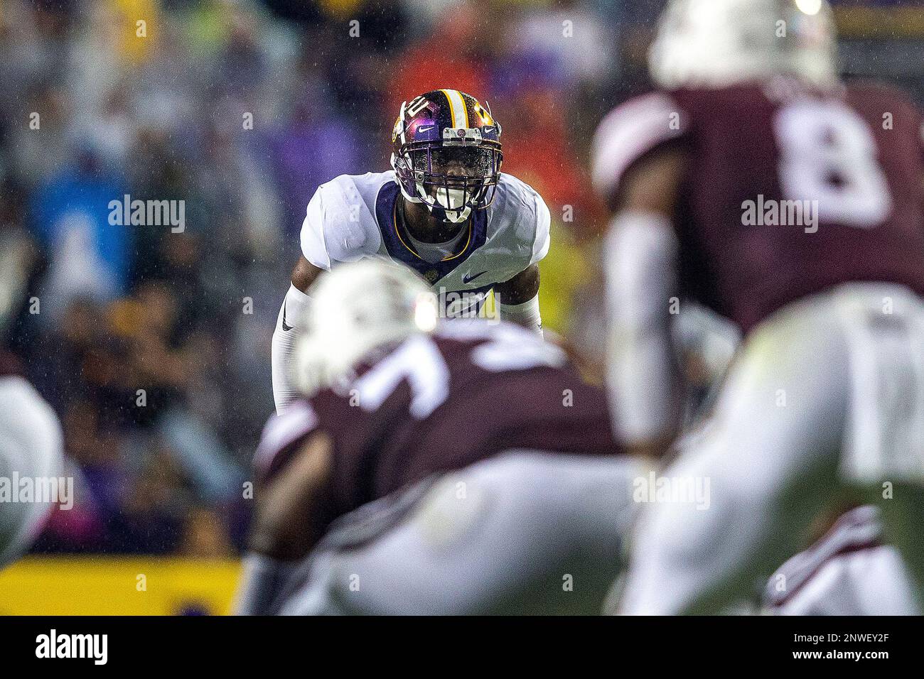 BATON ROUGE, LA - OCTOBER 20: LSU Tigers safety John Battle (26) lines ...