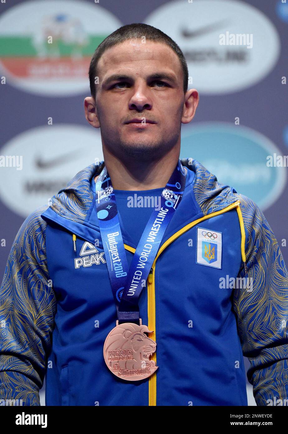 Bronze medalist Lenur Temirov of Ukraine during the award ceremony of ...