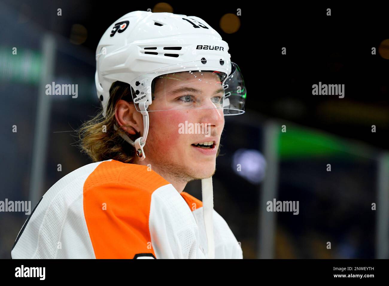 October 25, 2018: Philadelphia Flyers center Nolan Patrick (19) warms ...