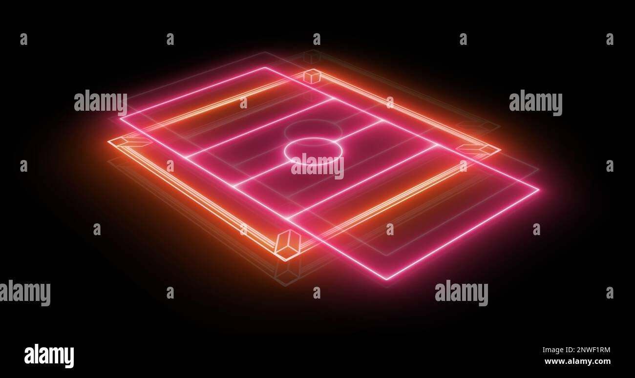 Image of neon stadium and ring on black background Stock Photo - Alamy