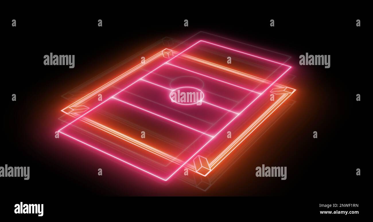 Image of neon stadium and ring on black background Stock Photo - Alamy