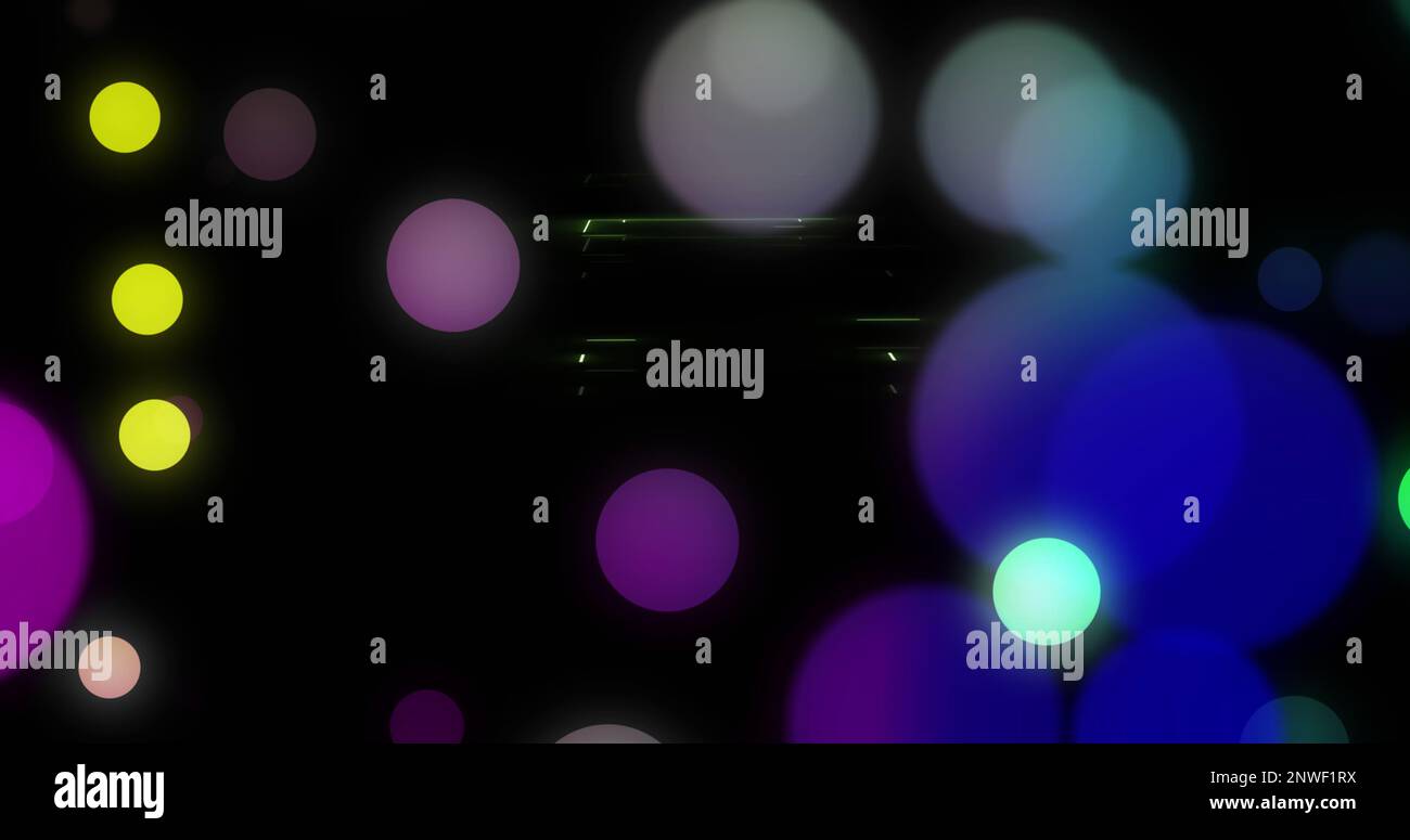 Image of colourful spots and shapes on black background Stock Photo - Alamy