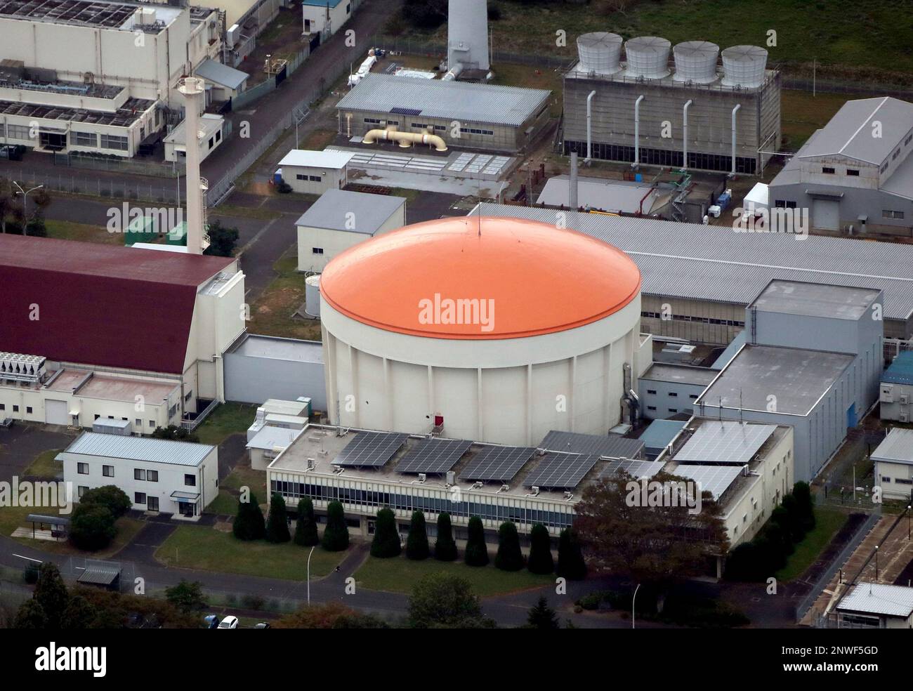 An aerial photo shows the Materials Testing Reactor (JMTR) at the Oarai ...