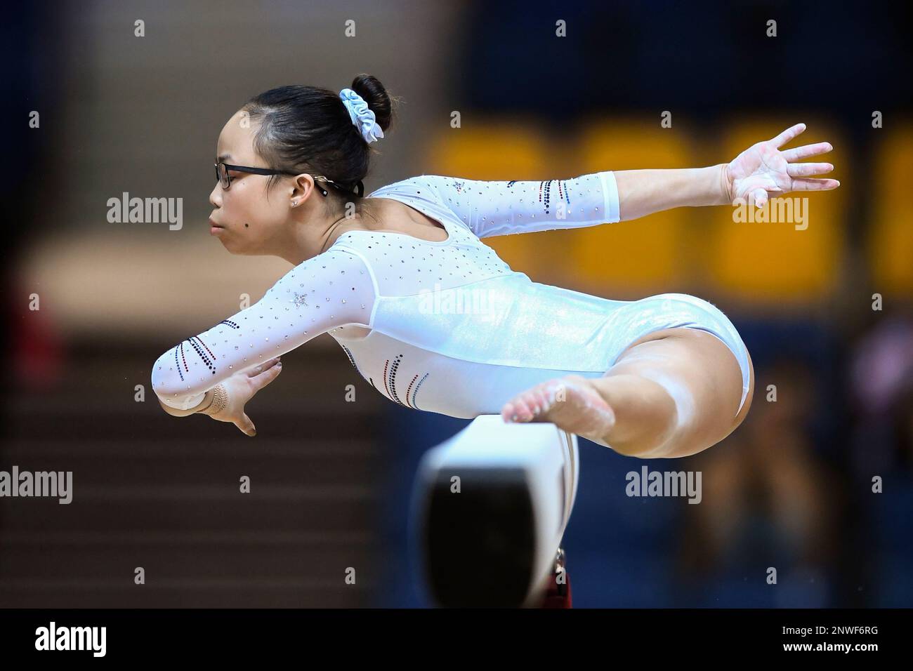 October 23, 2018 - Doha, Qatar - MORGAN HURD practices on the balance ...