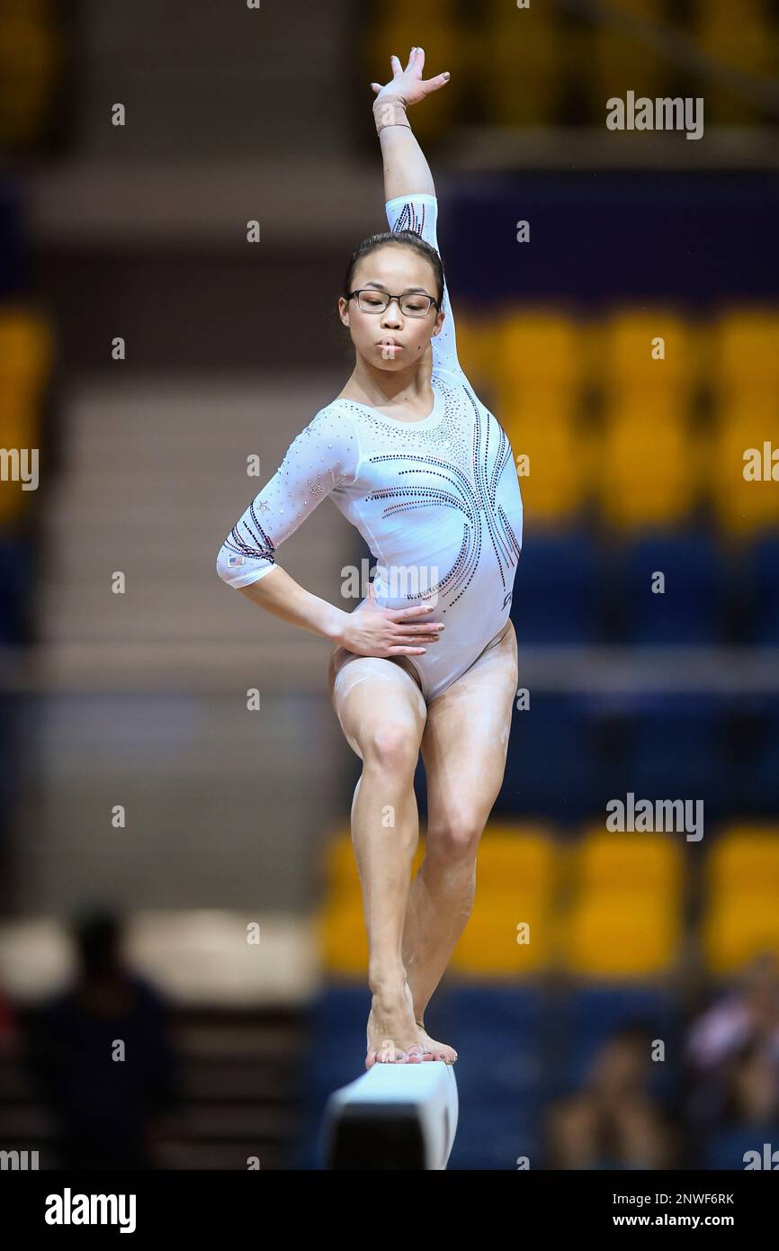 October 23, 2018 - Doha, Qatar - MORGAN HURD practices on the balance ...