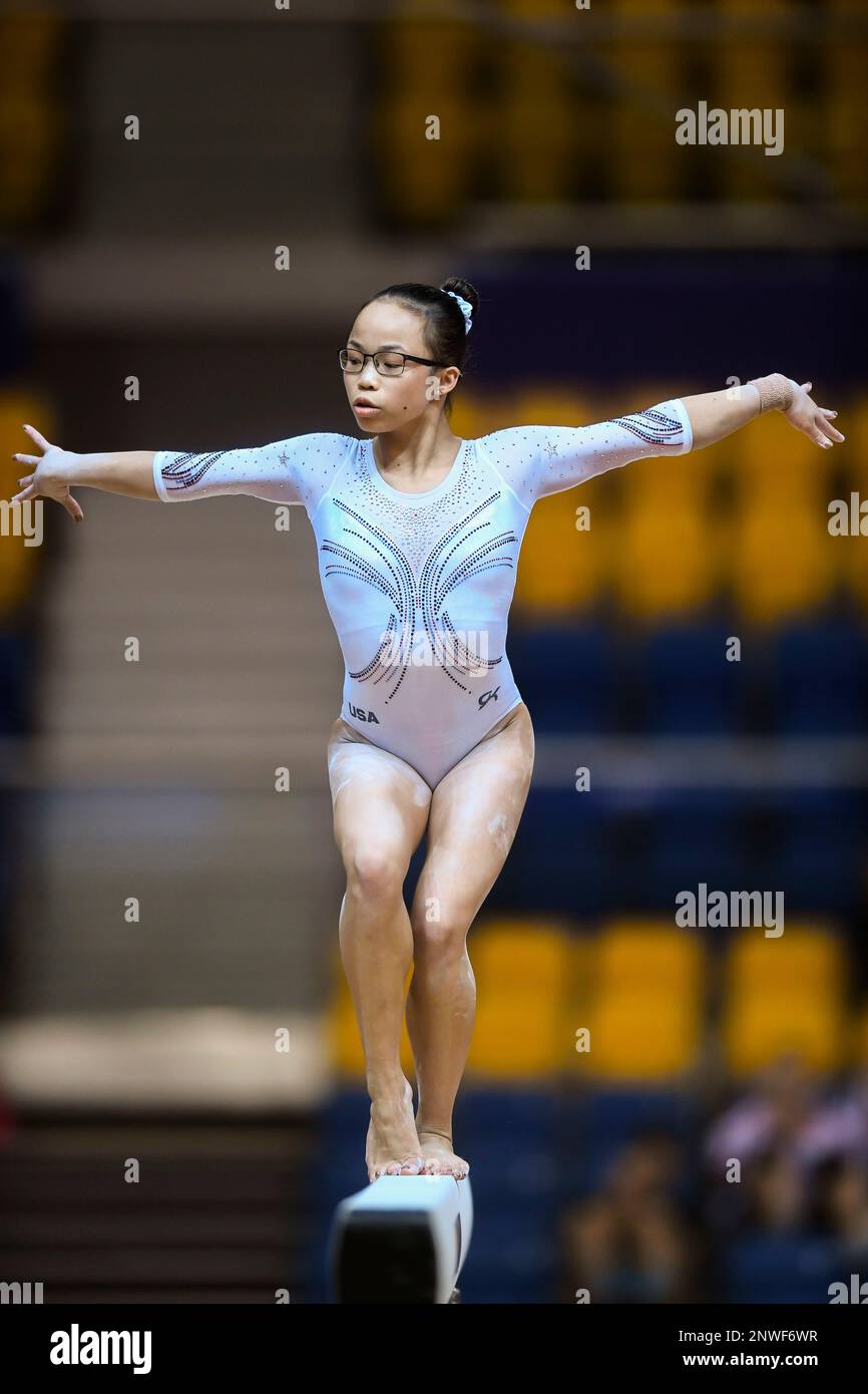 October 23, 2018 - Doha, Qatar - MORGAN HURD practices on the balance ...