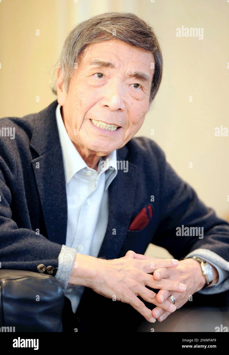 Renowned Japanese fashion designer Jun Ashida speaks during an ...