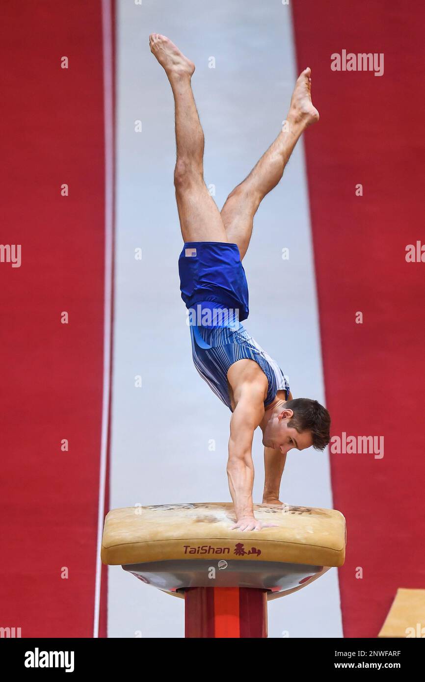 October 22, 2018 - Doha, Qatar - ALEC YODER practices on the vault ...