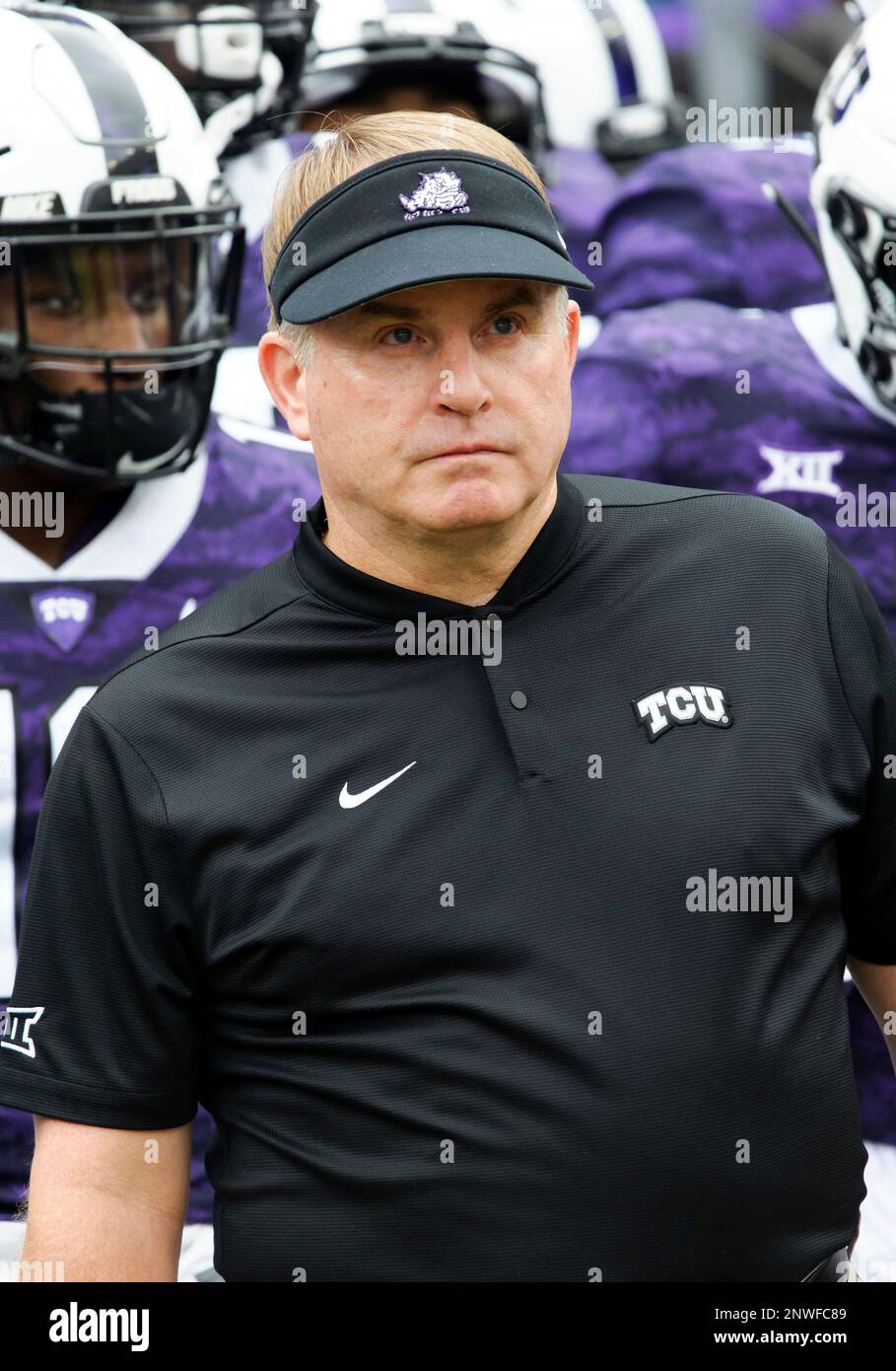 October 20 2018: TCU Horned Frogs head coach Gary Patterson walks with ...