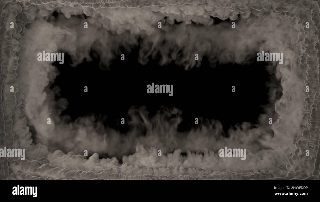 Grey smoke square frame for content like tunnel in clouds, isolated ...