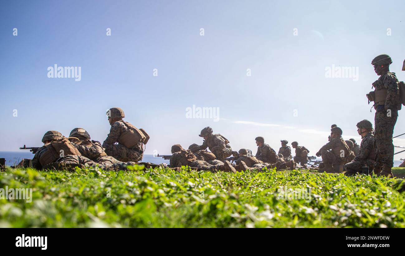 U.S. Marines with 1st Battalion, 12th Marines, 3d Marine Division, fire ...
