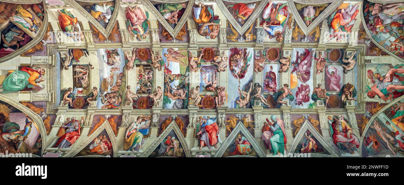 The Sistine Chapel by Michelangelo, the ceiling. Rome Stock Photo - Alamy