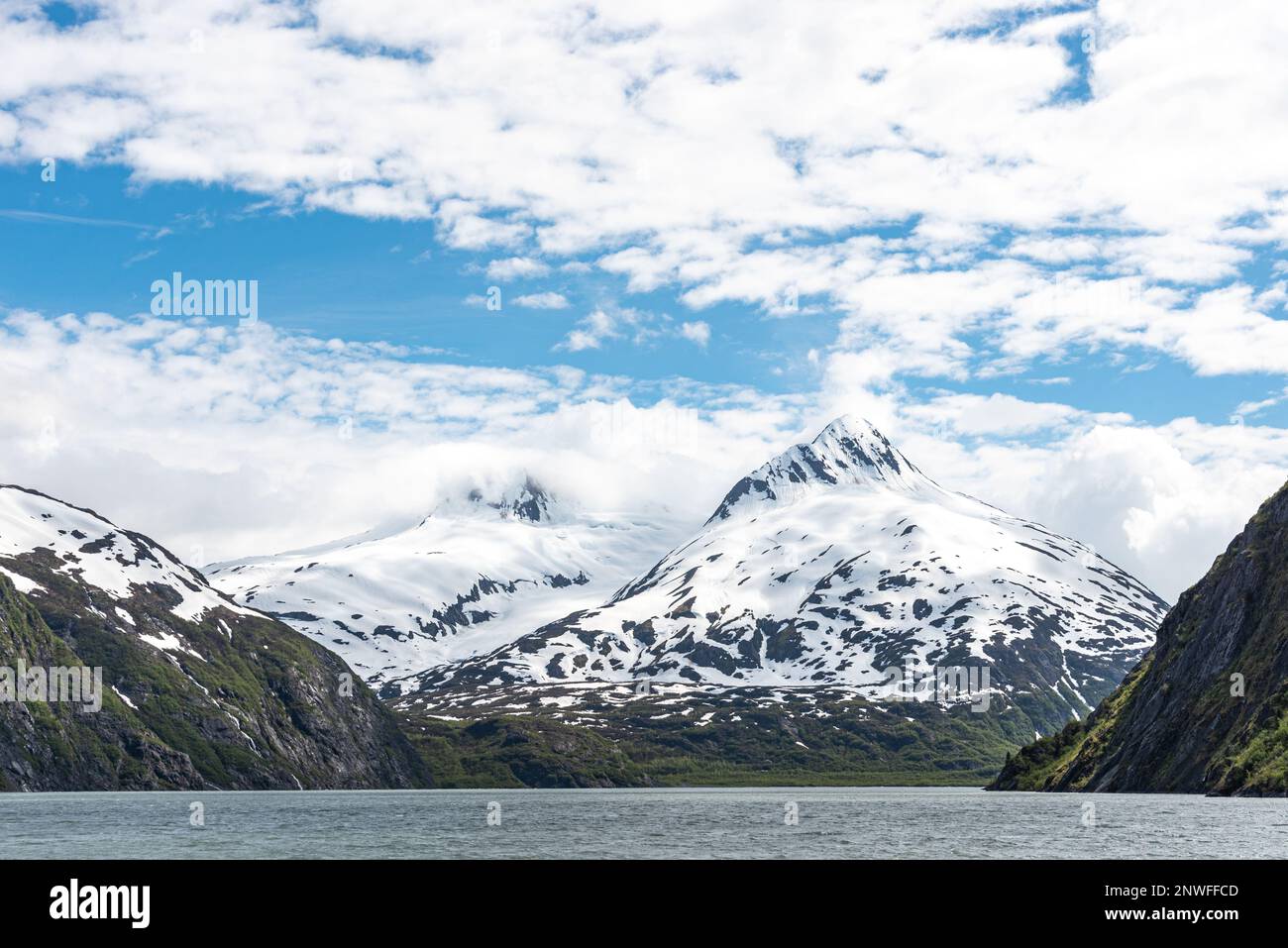 Stunning, crisp and perfect summertime snow-capped mountains in Alaska ...