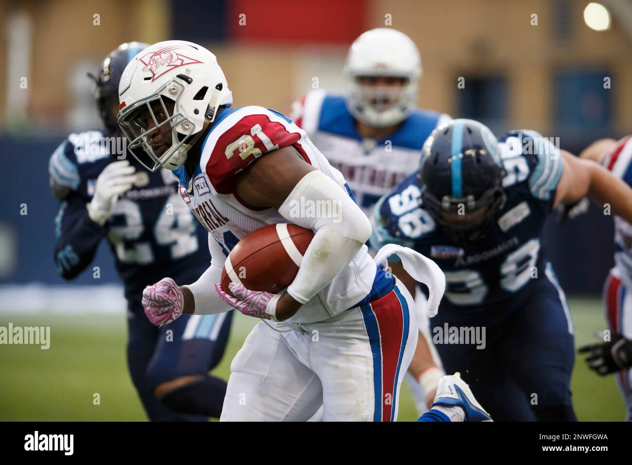 Montreal Alouettes running back William Stanback (31) carries the ball ...