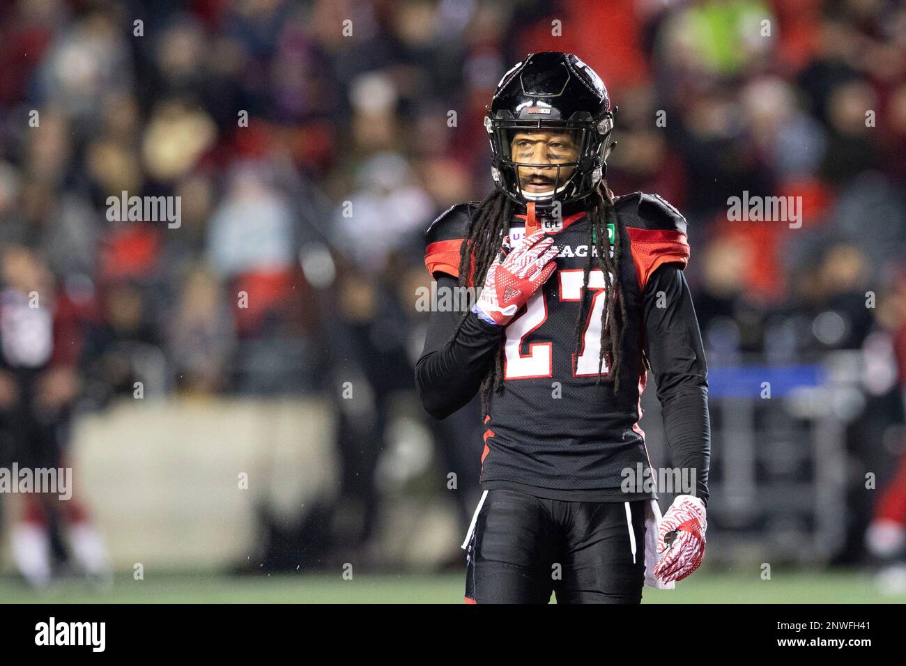 October 19, 2018: Ottawa Redblacks defensive back Sherrod Baltimore (27 ...